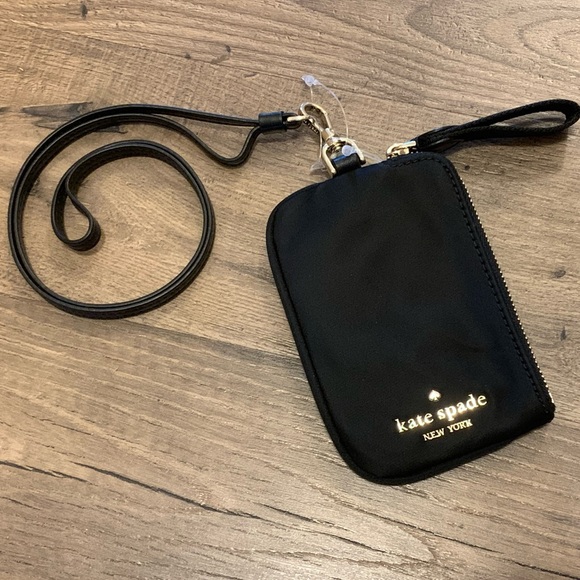 kate spade | Accessories | Kate Spade Jae Card Case Lanyard In Black ...